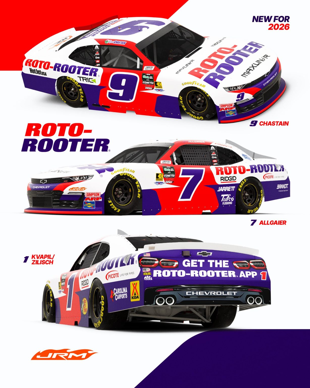 2026 #1 JR Motorsports O'Reilly Auto Parts Series Paint Schemes ...