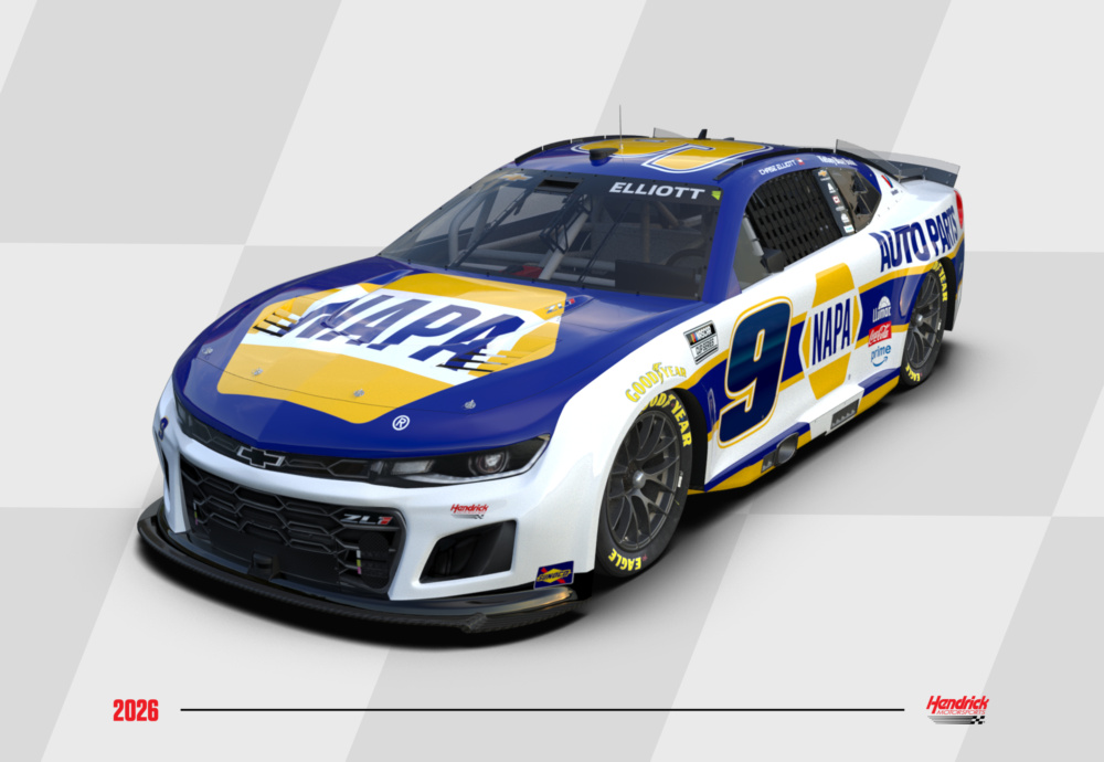 Hendrick releases Chase Elliott's 2026 NAPA Auto Parts scheme - Jayski ...
