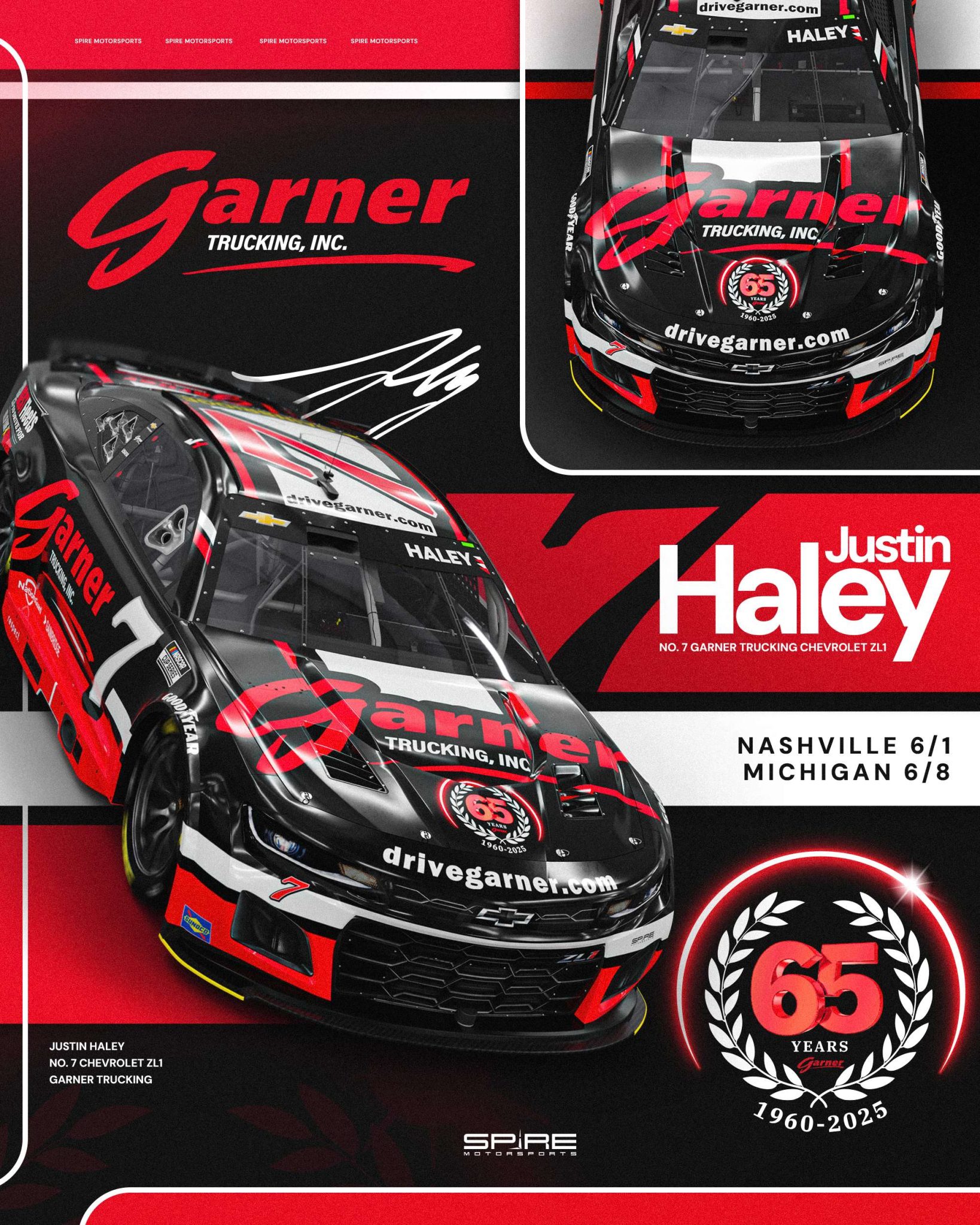 Garner Trucking sponsoring Justin Haley at Nashville, Michigan - Jayski ...