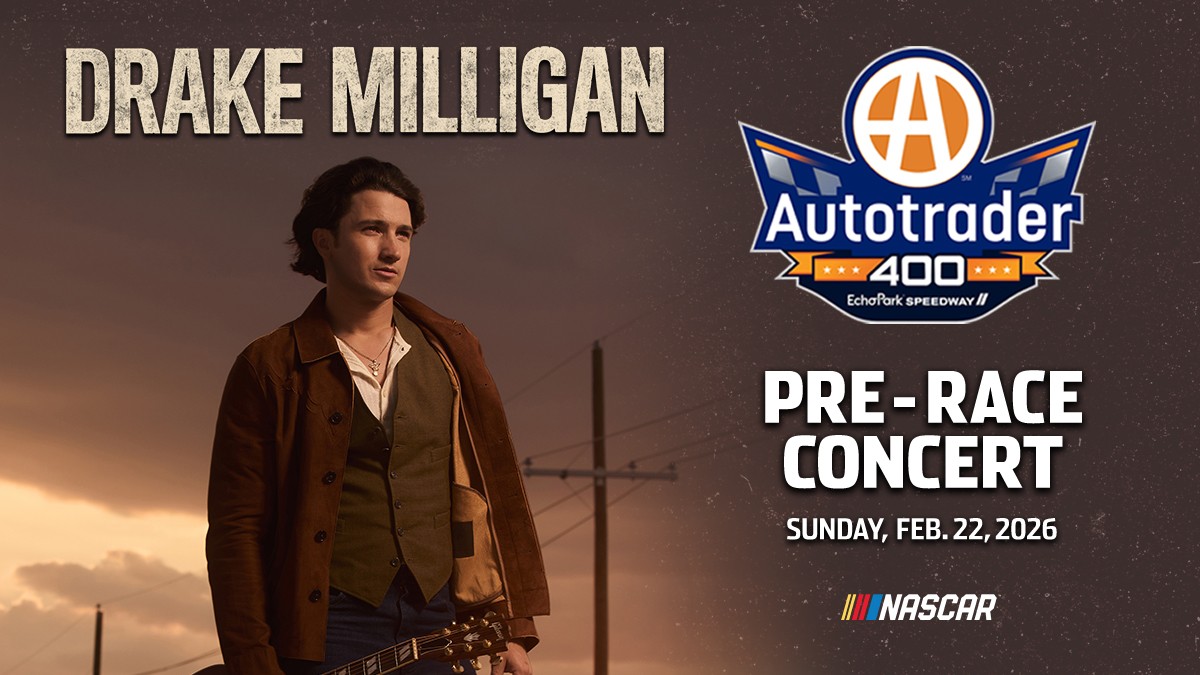 County musician Drake Milligan performing pre-race concert at Atlanta ...